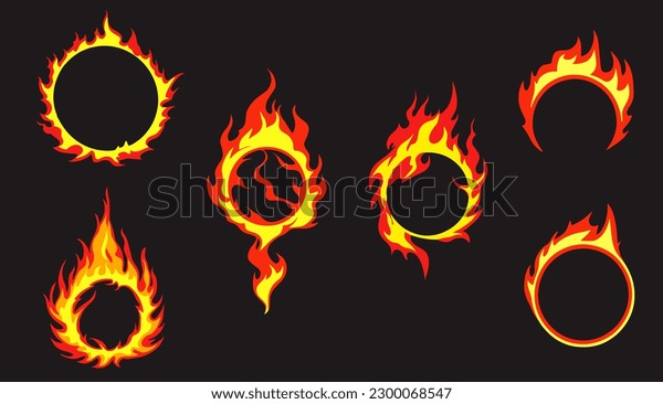 Set Cartoon Rings Fire Flames Cartoon Stock Vector (Royalty Free ...