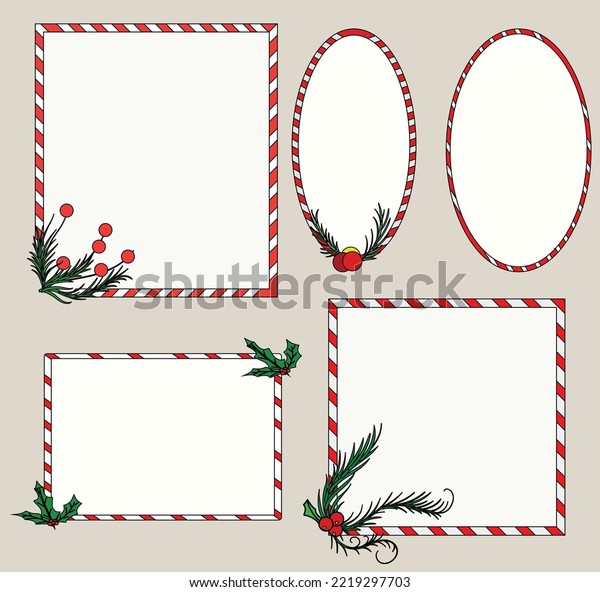 Set Christmas Frame Border Vector Stock Vector (Royalty Free ...