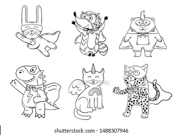 Set Collection Bundle Superhero Super Cute Stock Vector (Royalty Free ...