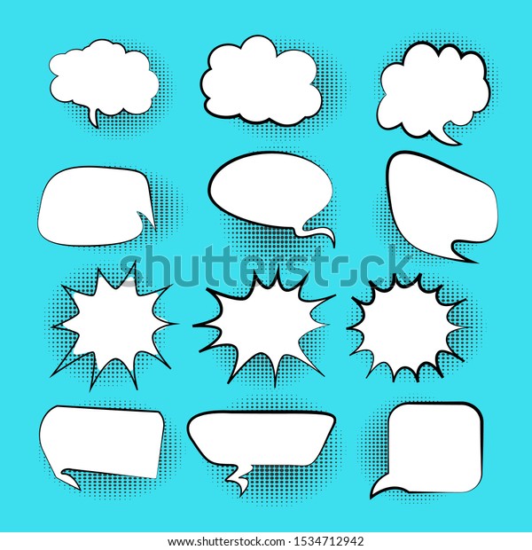 Set Collection Retro Blank Comic Bubbles Stock Vector (Royalty Free ...