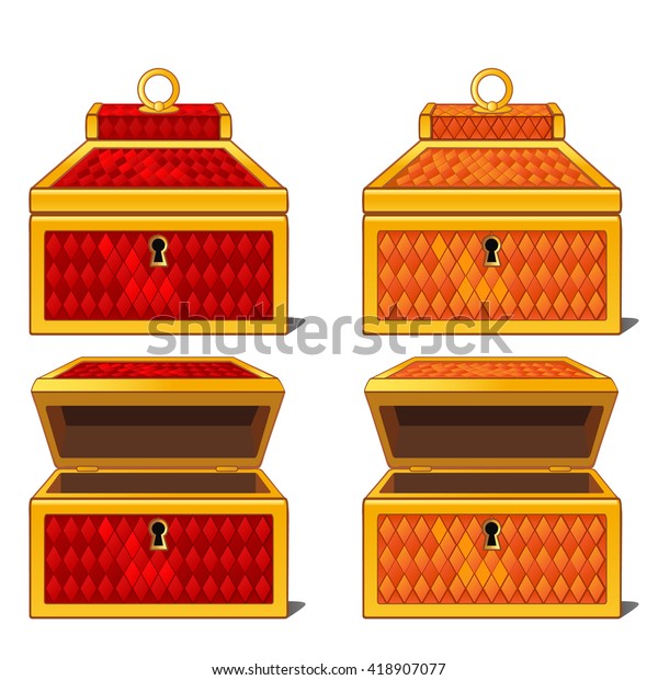Set Colorful Open Closed Chests Vector 스톡 벡터(로열티 프리) 418907077 ...