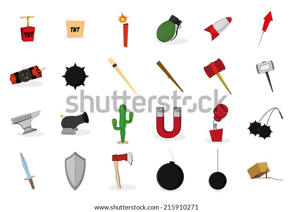 Set Comic Items On White Background Stock Vector (Royalty Free ...