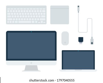 Set Computer Components Vector Illustration Flat Stock Vector (Royalty ...