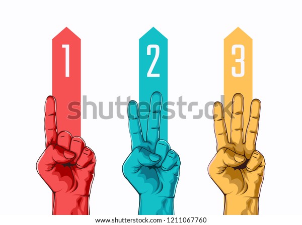 Set Counting One Two Three Hand Stock Vector (Royalty Free) 1211067760 ...