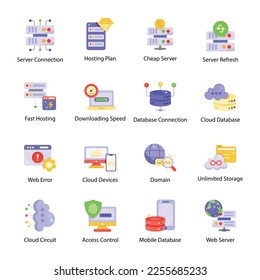 Set Data Hosting Flat Icons Stock Vector (Royalty Free) 2255685233 | Shutterstock