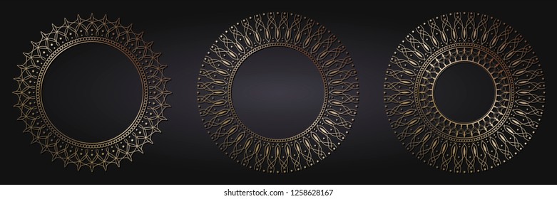 Set Decorative Round Frames Design Floral Stock Vector (Royalty Free ...