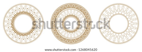 Set Decorative Round Frames Design Abstract Stock Vector (Royalty Free ...