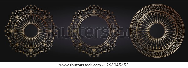 Set Decorative Round Frames Design Abstract Stock Vector (Royalty Free ...