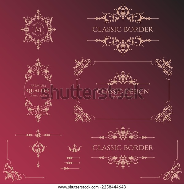 Set Decorative Title Borders Frames Corners Stock Vector (Royalty Free ...
