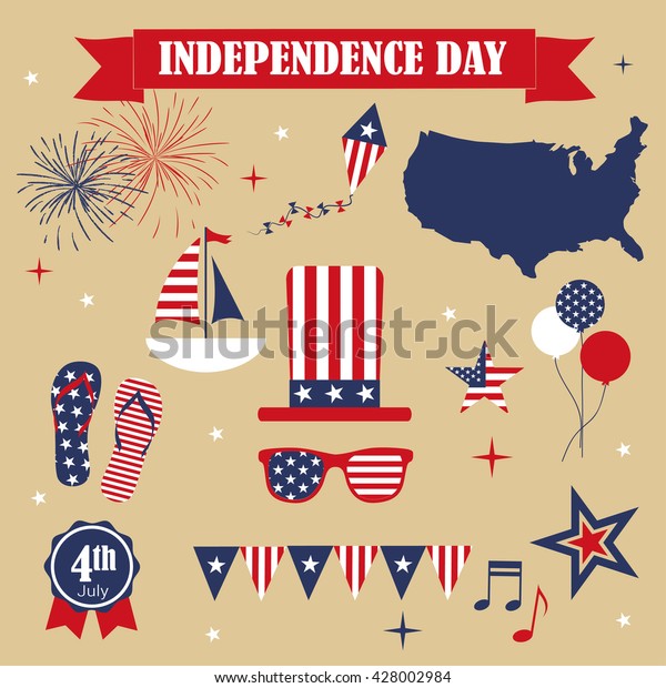 Set Design Elements Independence Day Stock Vector (Royalty Free ...