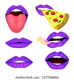Set Different Pose Lipsisolated On White Stock Vector (Royalty Free ...