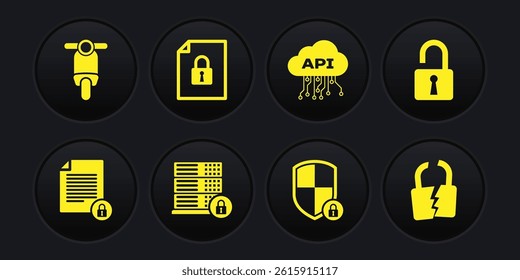 Set Document Lock Open Padlock Server Stock Vector (Royalty Free) 2615915117 | Shutterstock