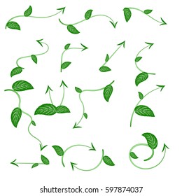 Set Ecological Leaf Arrow On White Stock Vector (Royalty Free ...