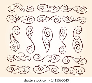 Set Elegant Decorative Scroll Elements Vector Stock Vector (Royalty ...