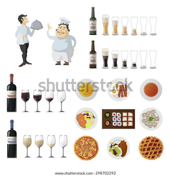 Set Elements Cafe Restaurant Menu Characters Stock Vector (Royalty Free ...