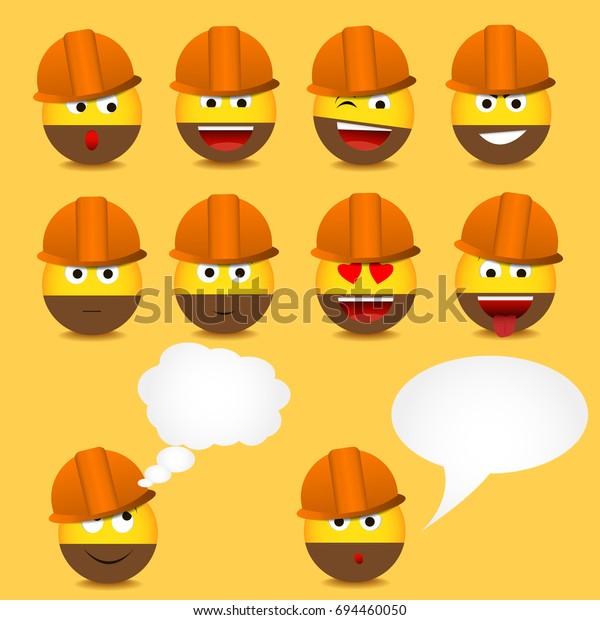 Set Emoticons Builders Profession Stock Vector (Royalty Free) 694460050 ...