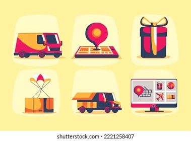 Set Flat Delivery Items Stock Vector (Royalty Free) 2221258407 ...