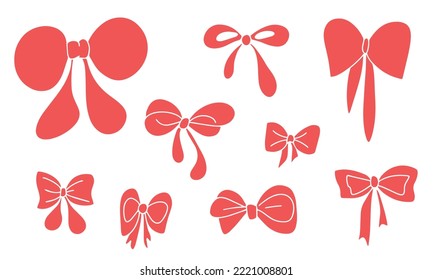 Hand Drawn Ribbon Bow Pink Red Stock Vector (Royalty Free) 2435549377 ...