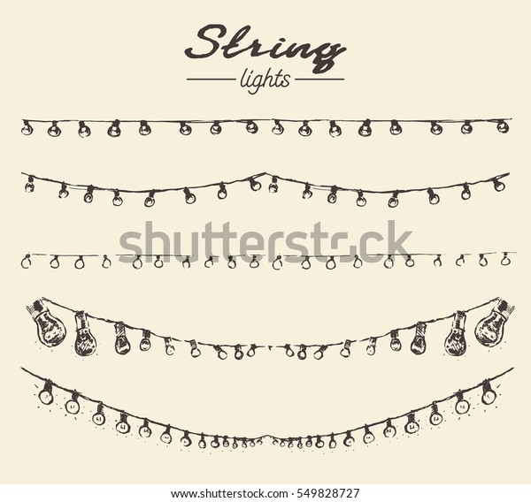 Set Hand Drawn String Lights Perfect Stock Vector (Royalty Free ...
