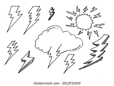 Handdrawn Vector Drawing Thunderstorm Cloud Lightning Stock Vector ...