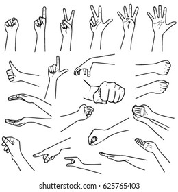 Set Hand Gestures Outline: vector de stock (libre de regalías) 625765403 | Shutterstock
