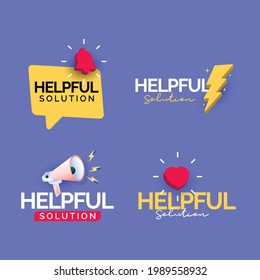 Set Helpful Solution Design Template Stock Vector (Royalty Free ...