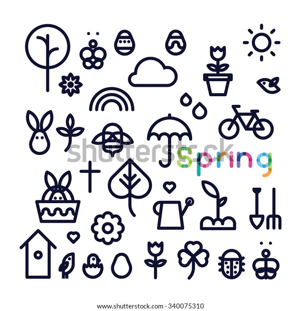 Set Icons Spring Stock Vector (Royalty Free) 340075310 | Shutterstock