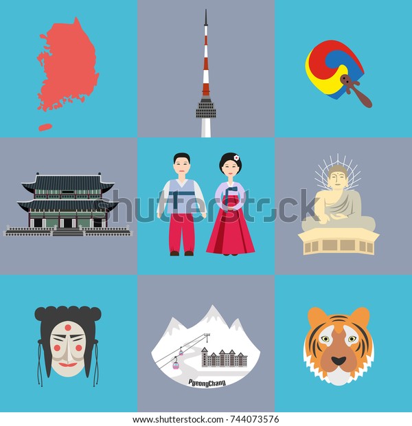 Set Korean National Symbols Vector Illustration 库存矢量图（免版税）744073576 ...