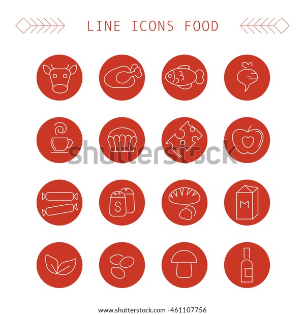 Set Linear Icons Different Type Food: vector de stock (libre de ...
