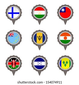 Set Map Flag Icon Vector Stock Vector (Royalty Free) 154074911 ...
