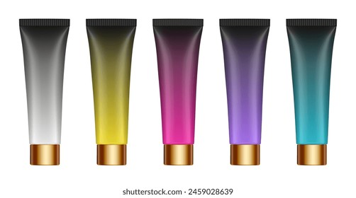 Set Multicolored Gradient Tubes 3d Mockup Stock Vector (Royalty Free ...