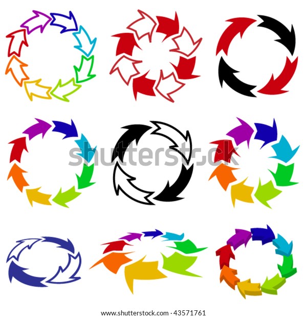 Set Nine Elements Made Arrows Circle: vector de stock (libre de ...