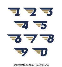 Set Numbers Wings Design Element On Stock Vector (Royalty Free ...