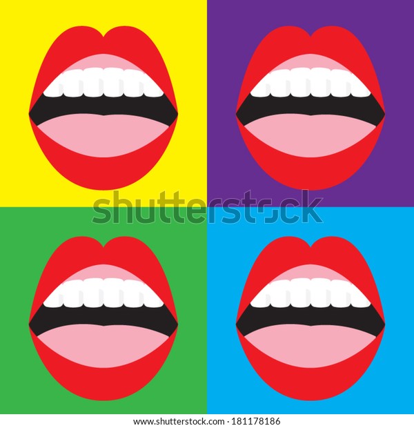 Set Open Mouth On Colorful Background Stock Vector (Royalty Free ...