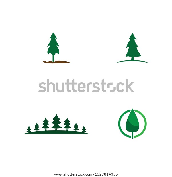 Set Pine Tree Logo Vector Illustration Stock Vector (Royalty Free ...