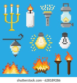 Set Pixel Objects Associated Light Lighting Stock Vector (Royalty Free ...