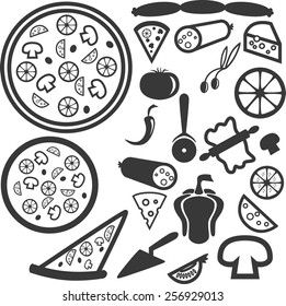 Set Pizza Elements Tools Stock Vector (Royalty Free) 256929013 ...