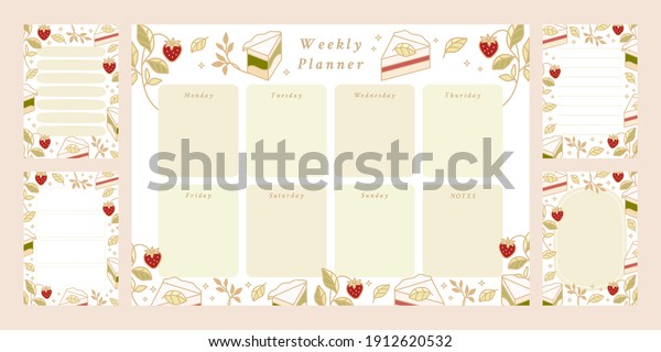 Set Printable Weekly Planner Notepad Design Stock Vector (Royalty Free ...