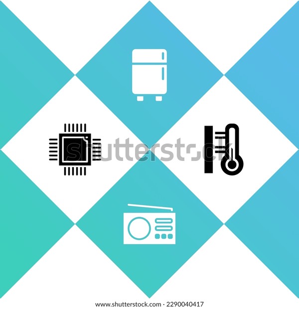 Set Processor Microcircuits Cpu Radio Refrigerator Stock Vector Royalty Free 2290040417