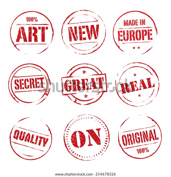 Set Red Vector Grunge Stamps Stock Vector (Royalty Free) 254678326 ...