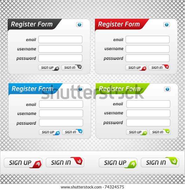 Set Register Forms Multiple Colors Clean Stock Vector (Royalty Free ...