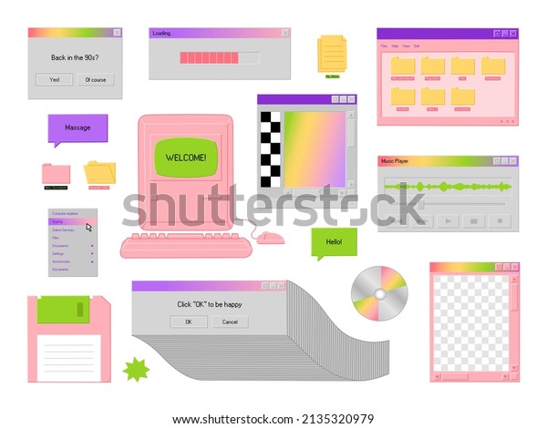 Set Retro User Interface Tabs Windows Stock Vector (Royalty Free) 2135320979 | Shutterstock