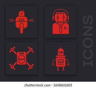 Set Robot Robot Worker Robot Drone Stock Vector (Royalty Free ...
