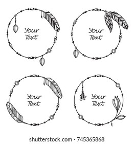 Set Round Text Frames Boho Style Stock Vector (Royalty Free) 745365868 ...