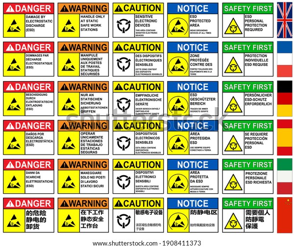 Set Safety Label Electrostatic Sensitive Device Stock Vector (Royalty ...