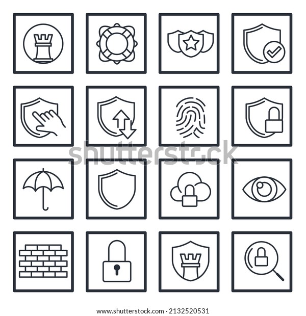 Set Security Elements Symbol Template Graphic Stock Vector (Royalty ...