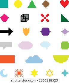 Set Shapes Pixel Art Vector: vetor stock (livre de direitos) 2366318523 ...