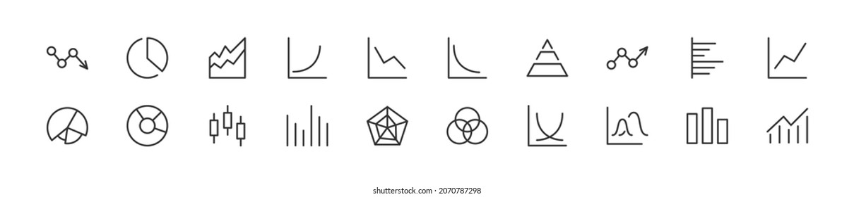 Set Simple Graph Line Icons Outline Stock Vector (Royalty Free) 2070787298 | Shutterstock