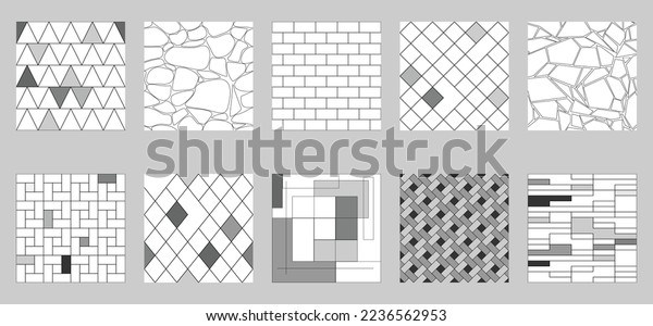 Set Simple Patterns Bricks Stones Mosaics Stock Vector (Royalty Free ...