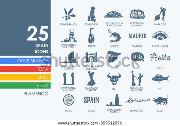 Set Spain Icons Stock Vector (Royalty Free) 359512076 | Shutterstock